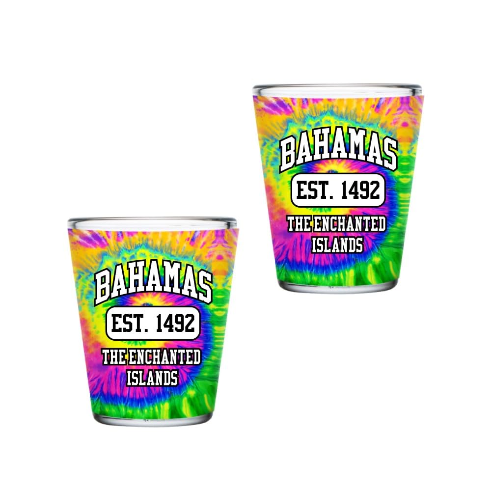 Shot Glass BAHAMAS Souvenir Gift Shots Glasses Set of 2 Gift Collectible Idea 2 Oz Shotglass, Bahamas island Gifts for Him & Her (2 Pack)