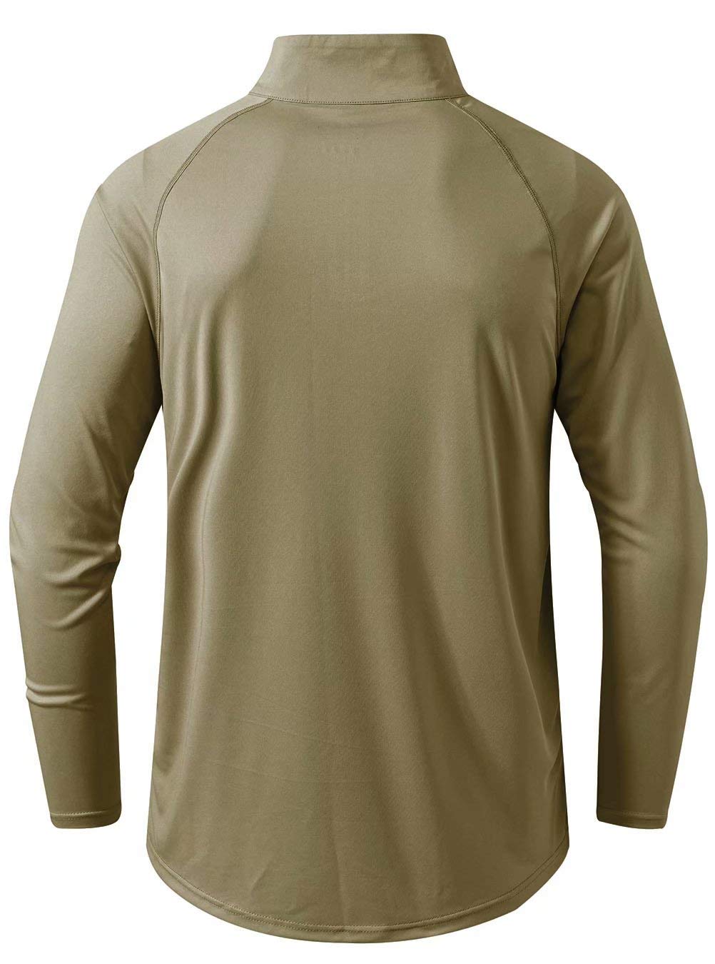 Mens Outdoor Athletic Shirts UPF 50+ UV Sun Protection Long Sleeve T-Shirt Khaki Large