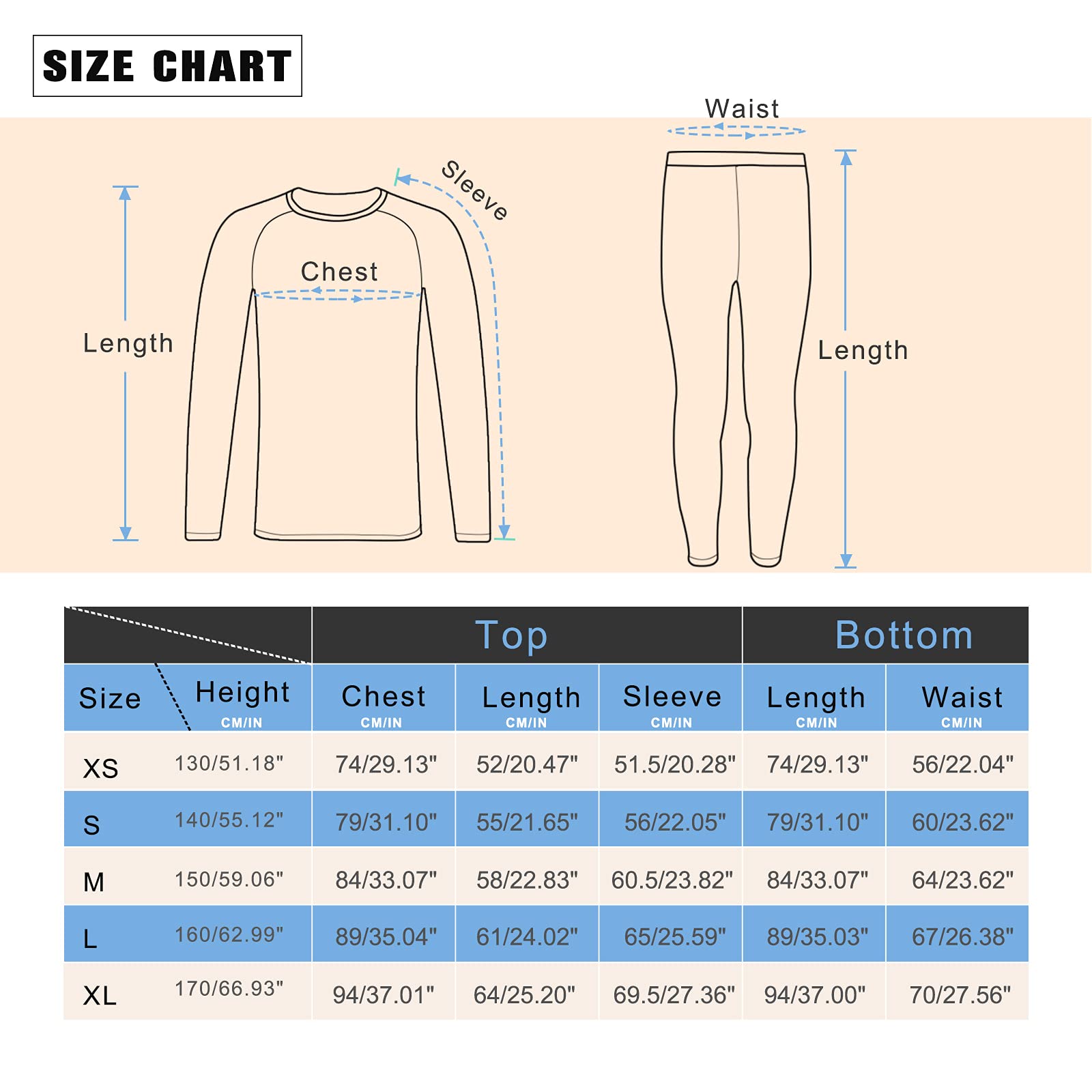 MEETYOO Boys and Girls Thermal Underwear Set, Unisex Fleece Lined Compression Base Layer, Winter Long Johns for Kids 8-16 Years, Black, Large