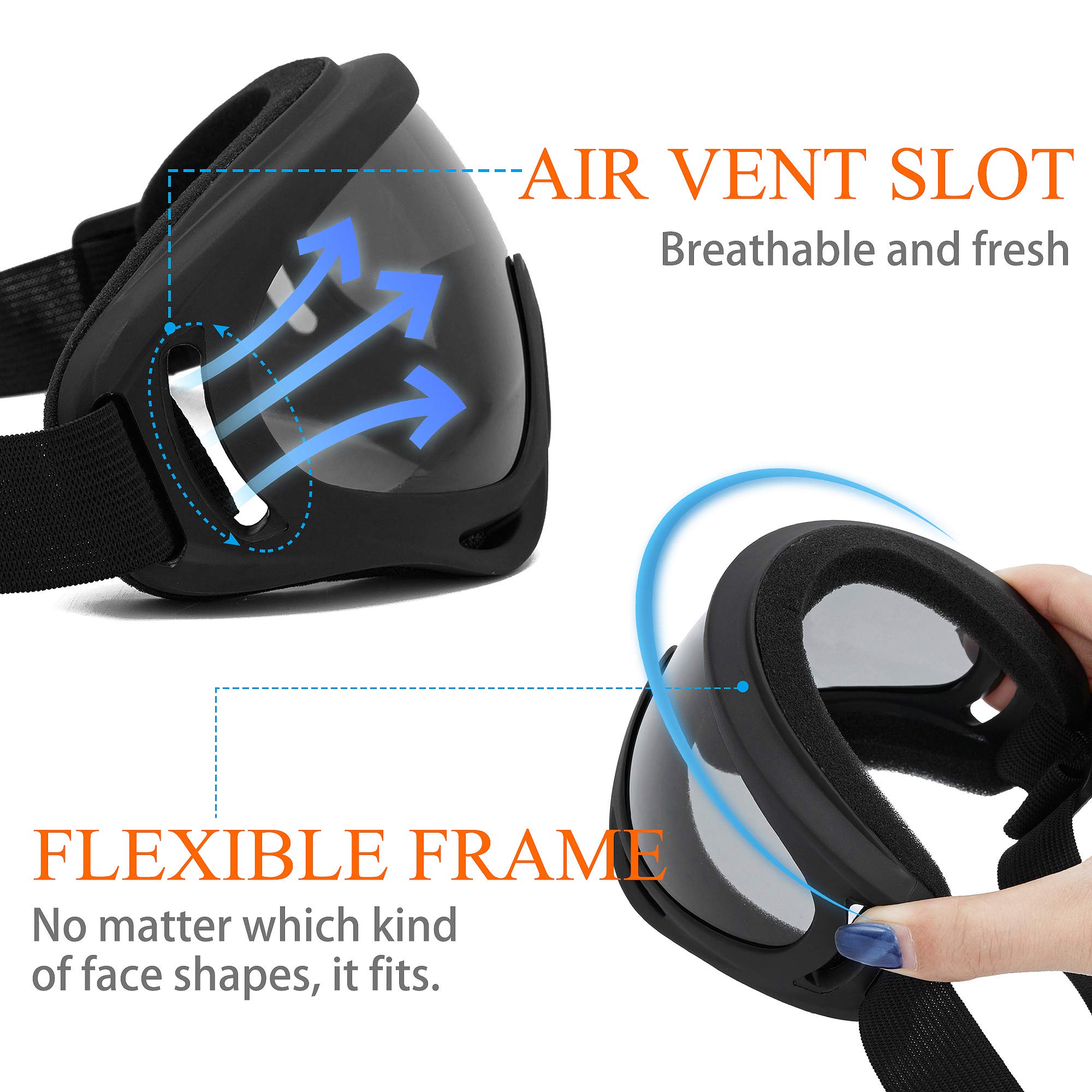 Lelinta Skiing Goggles UV Protection for Ski Snowboard with OTG Anti-Fog Ski Goggles