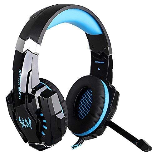 JiaLe G9000 Headset 3.5mm Game Gaming Headphone Earphone with Microphone LED Light for Laptop Tablet Mobile Phones PS4 - Black + Blue