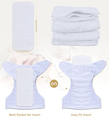 TDIAPERS Baby Cloth Diapers Washable Reusable One Size Adjustable for Baby 6 Pack with 6 Pcs Microfiber Inserts, 1 Wet Bag