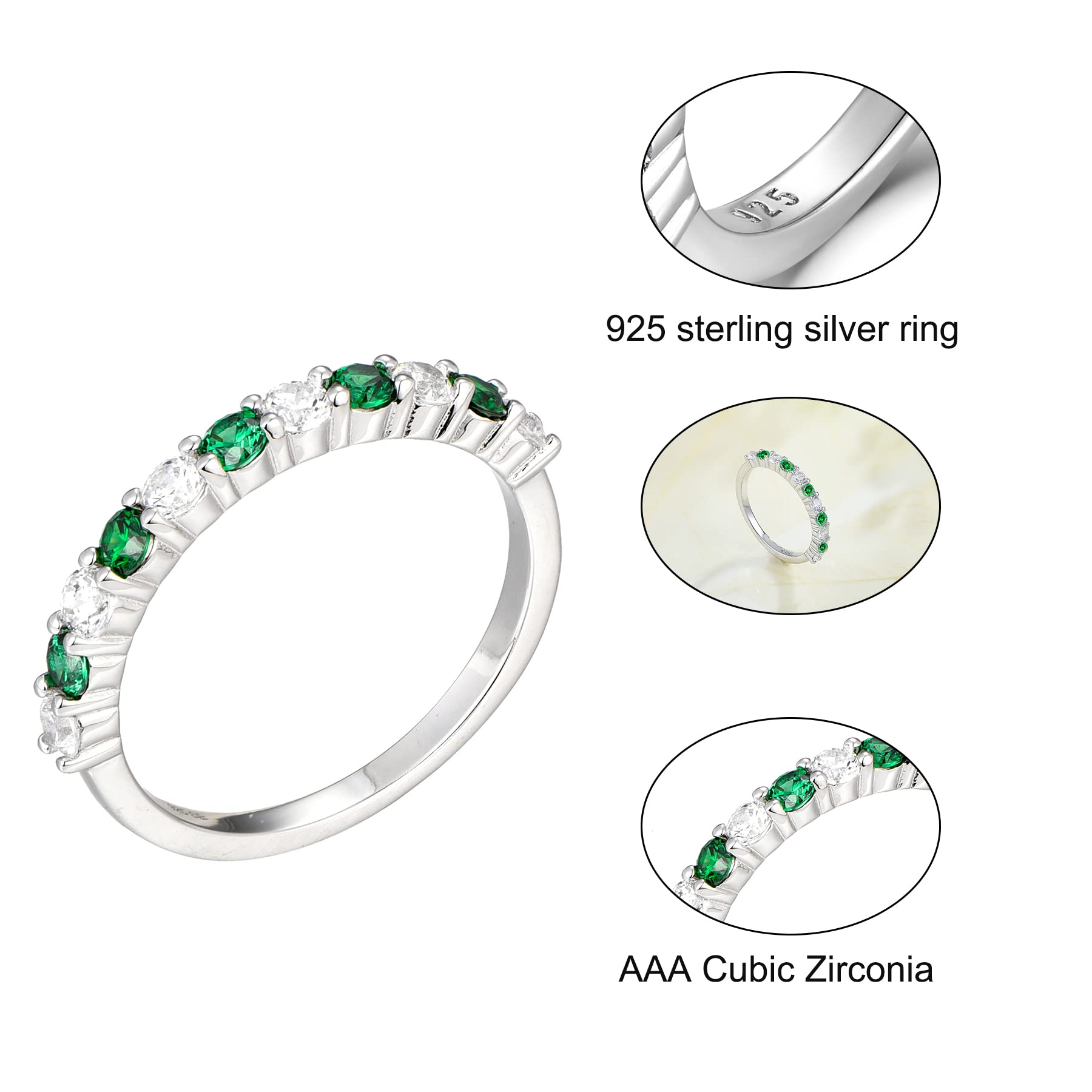 SIYELE 925 Sterling Silver Cubic Zirconia Eternity Ring for Women Wedding Engagement Rings