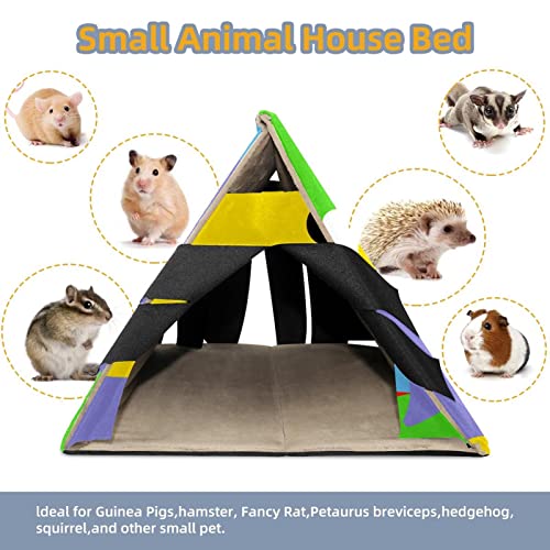 Y-DSIWX Guinea Pig Hideout Cozy Hamster House Cave for Bunny Chinchilla Hedgehog Small Animal Abstract Pattern Colorful