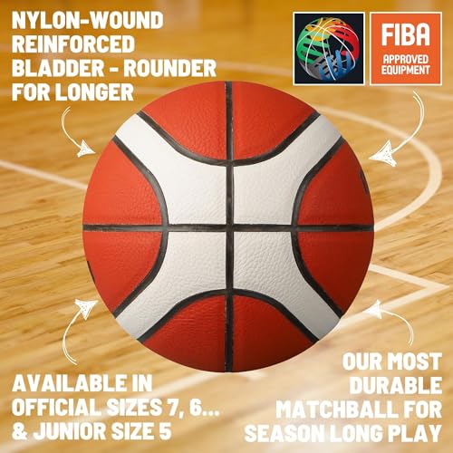 Molten BG3800 Basketball, Indoor, FIBA Approved, Composite Leather, Size 7, Suitable for Boys Age 14 & Adult, Orange/Ivory