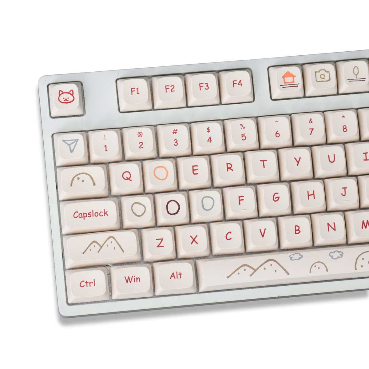 Sumgsn Keycaps 131 Keys XDA Profile PBT DYE-SUB Graffiti Cartoon Theme ANSI Layout with 6.25u Space Bar 1.75u/2u Shift Keycap Mechanical Keyboard