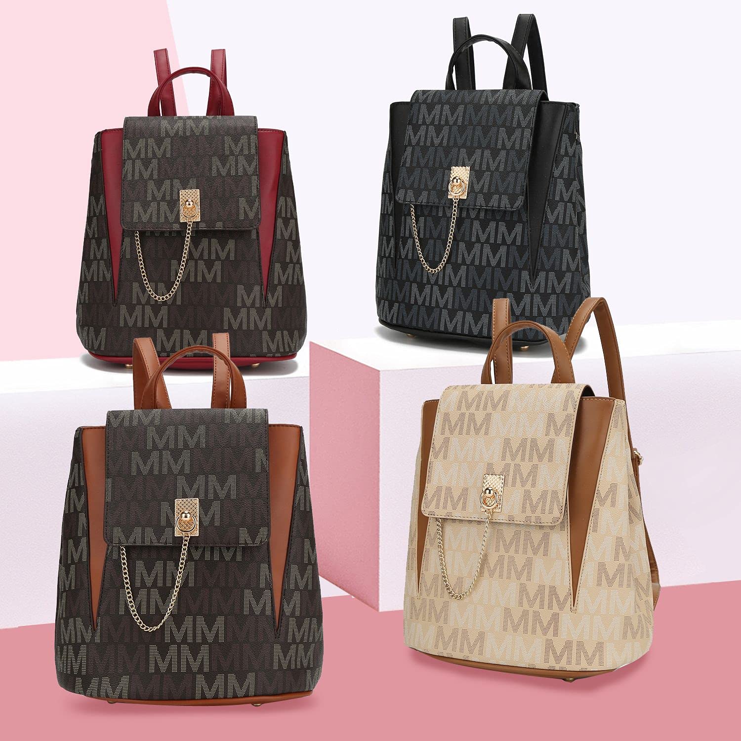 MKF Collection Backpack for Women, Vegan Leather Handbag Top handle Daypack Purse