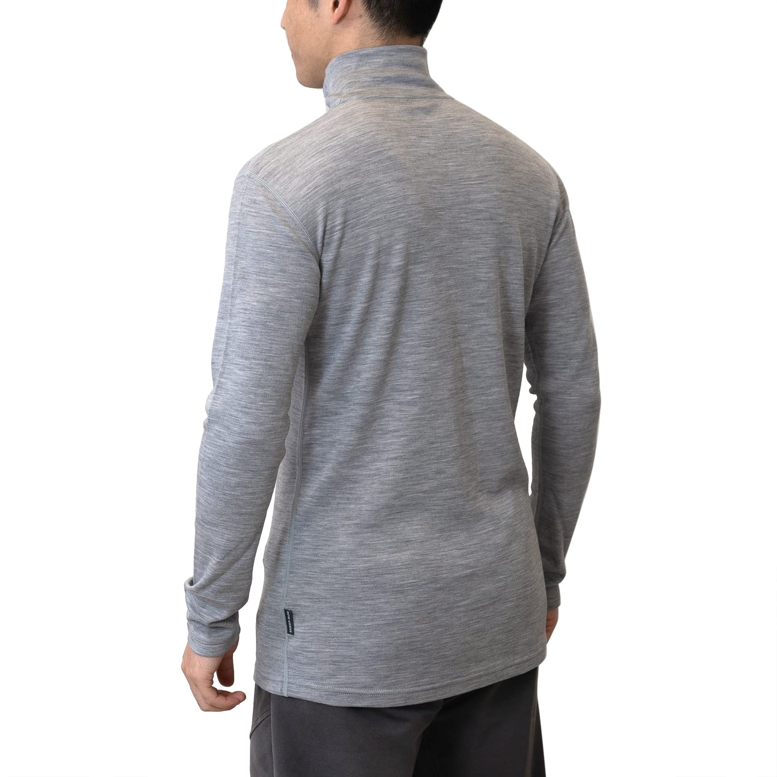 SHEEP RUN 100% Merino Wool Men's Midweight Wicking Base Layer 1/4 Zip Shirt (Olive, Large)