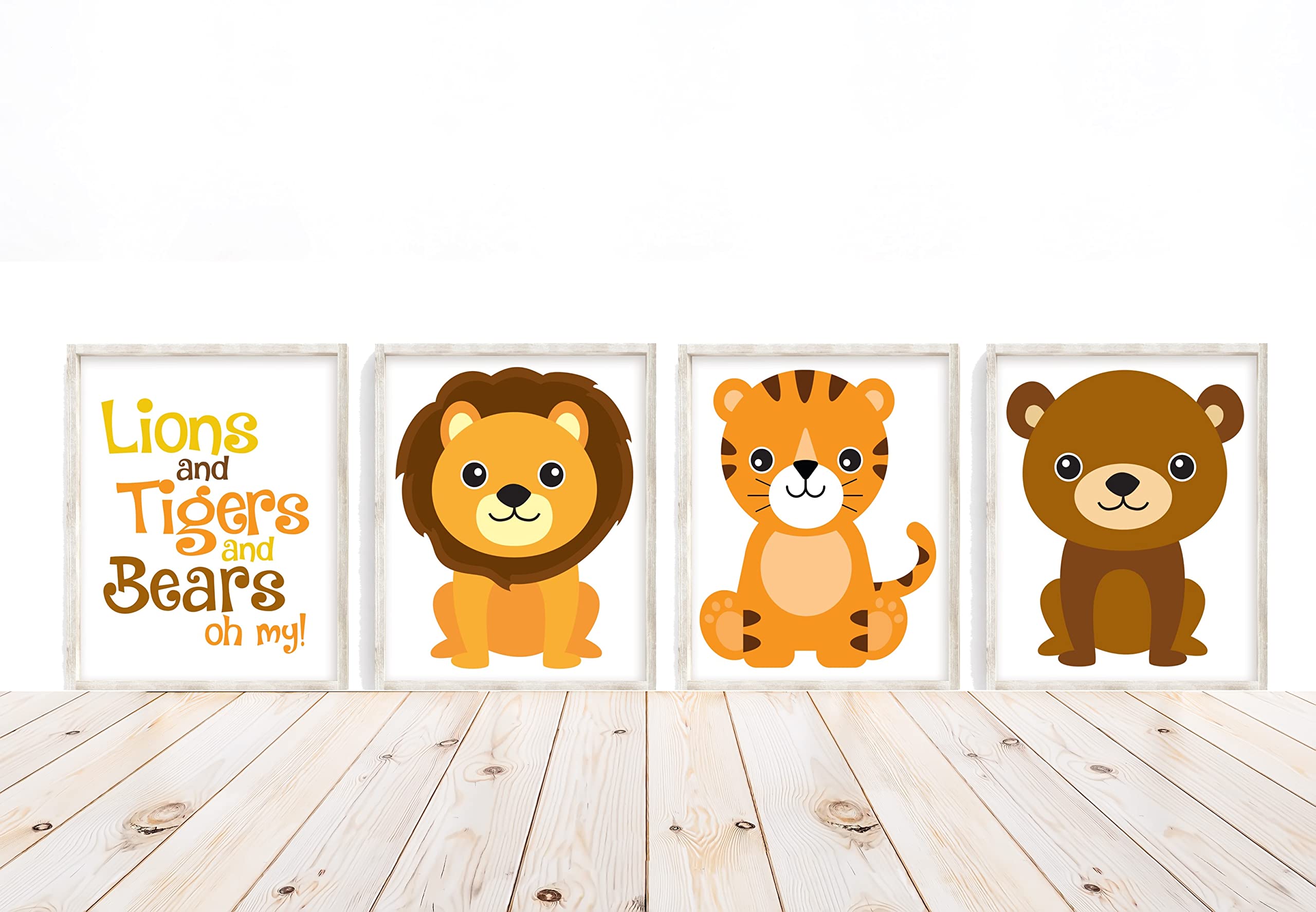 Lions and Tigers and Bears Oh My Nursery Art Print Set of 4