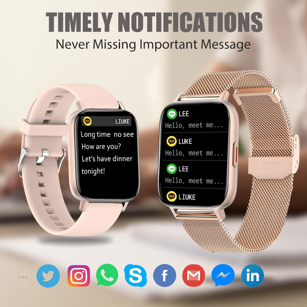 Smart Watch for Women Make/Answer Calls Fitness Tracker with Heart Rate Monitor Sleep Tracker Pedometer Message Notification Waterproof Smartwatch Compatible with iPhone Samsung Android Phone