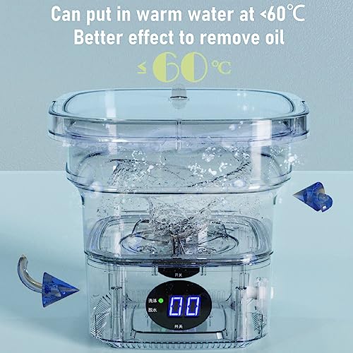 Jiawu Compact Portable Washing Machine, Lightweight Collapsible Bucket Washer with LCD Panel, Ideal for Camping RV Travel Apartment, 6L Capacity (US Plug)