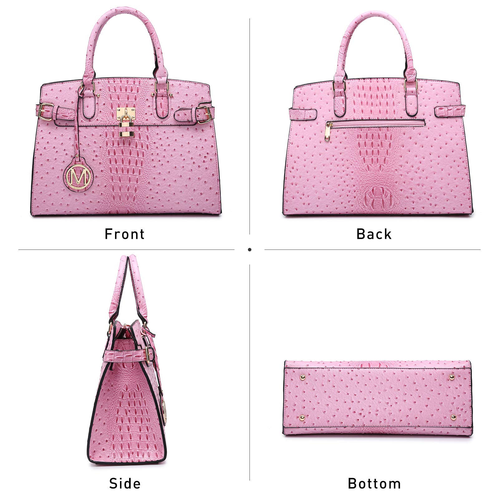 MKP Women Fashion Satchel Handbag Purse with Matching Wristlet Wallet Set 2pcs (Pink)