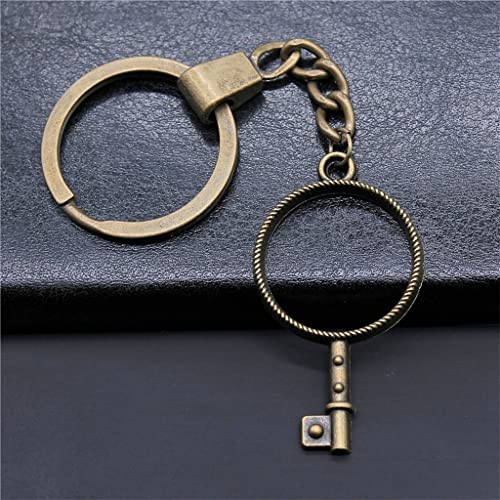 SLNFXC Keychain Antique Bronze Color 46x25mm Key Shape Metal Frame Pendant Keyring Holder
