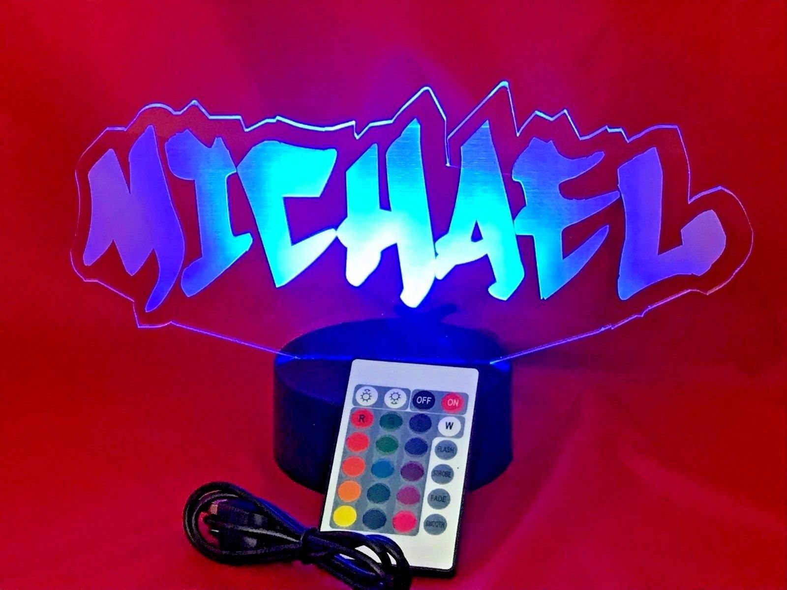 Name Light Up Lamp Any Name Shape Lamp LED Personalized Create Your Own Name In Graffiti Table Lamp LED, Our Newest Feature - It's WOW, With Remote 16 Color Options, Dimmer, Free Engraving, Great Gift