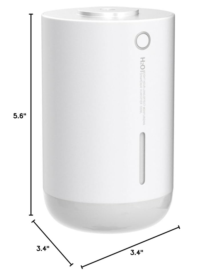 SmartDevil Portable Mini Humidifier, 500ml Small Desk Humidifier, USB Personal Desktop Humidifier for Plants Bedroom Travel Office Home, Auto Shut-Off, 2 Mist Modes, Super Quiet, White