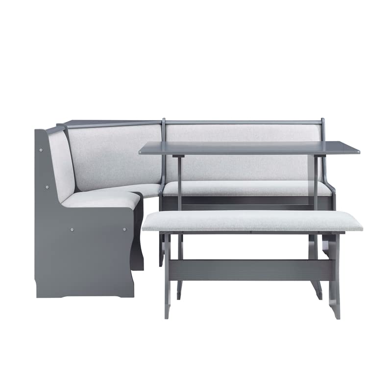 Linon Sanford Wood Storage Dining Nook in Gray