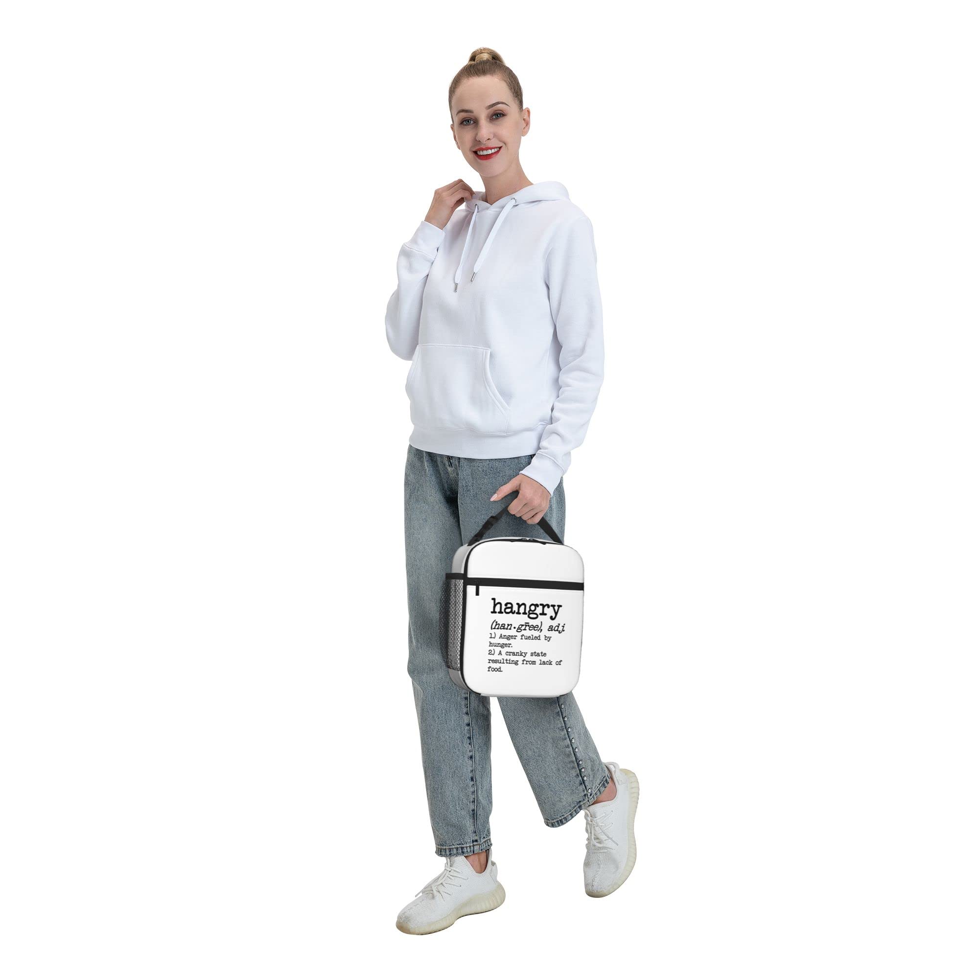 steamship n Reusable Lunch Bag,Hangry Defined Lunch Bags Tote Bags for Women Men Lunch Box Insulated Lunch Container for Office Work Trip Picnic - 10 x 8 inch