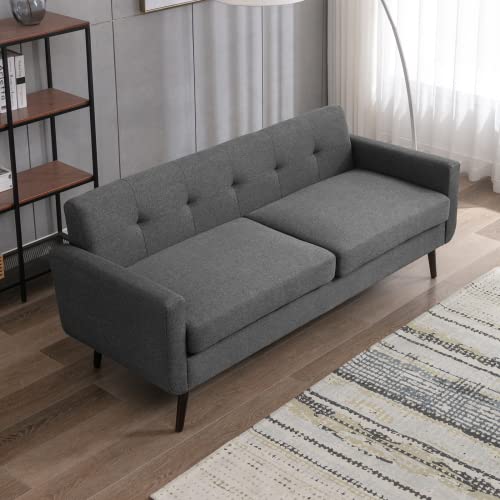 ZAFLY 80inches Loveseat Sofa Couch,Futon Sofa Modern Button Tufted Upholstered Couch Furniture with 5.9" Upholstered Cushion for Living Room Bedroom Office Apartment (Dark Gray)
