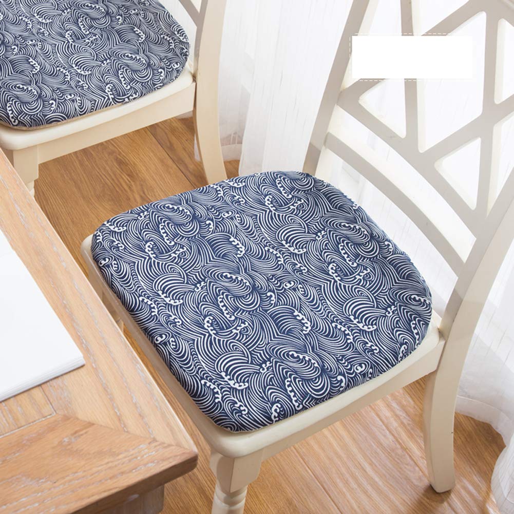 Peacewish Japanese Chair Pad Seat Cushions Cotton Linen Chair Cushion, Non Slip,Washable (Blue, Set of 2)