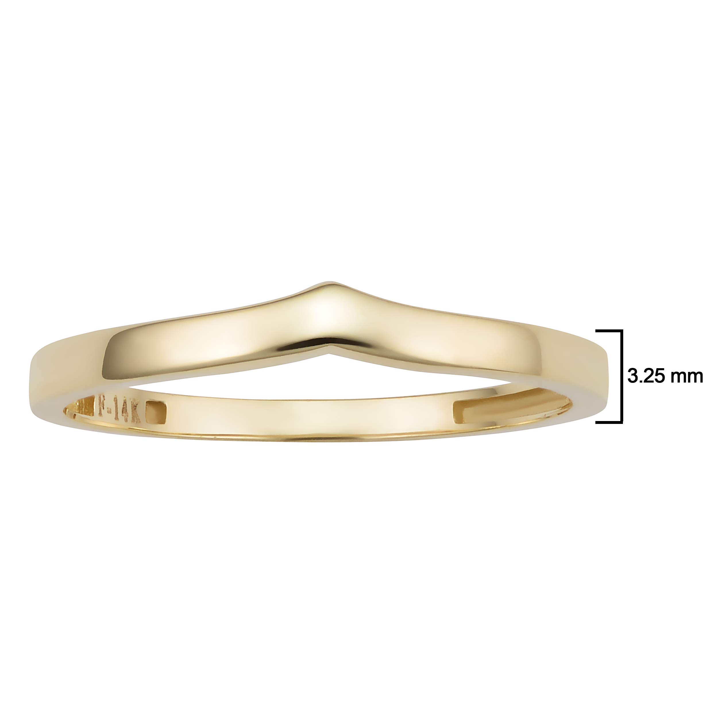 KoolJewelry 14k Yellow Gold 3.25mm Chevron Midi Knuckle Thumb Stackable Ring (size 8)