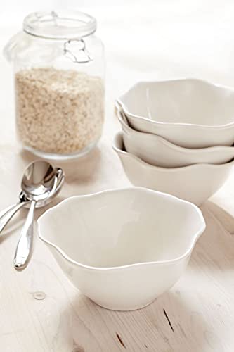 Portmeirion Sophie Conran Floret Stoneware All Purpose Bowls 7 Inch Set of 4 - Dishwasher & Microwave Safe Great Kitchen Home Use for Serving Cereal Soup Salad & More, Robins Egg