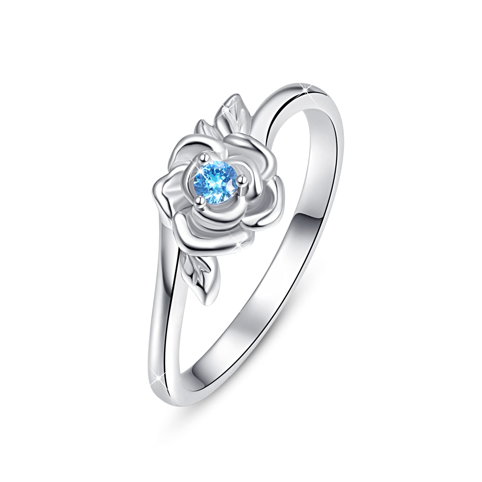 MLAWR S925 Sterling Silver Ring Purple Butterfly Ring Promise Ring Engagement Wedding Bands for Women, 9#