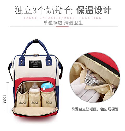 MLBCARE baby bag back pack large-capacity multi-functional fashionable shoulders diaper backpack mother's portable baby care bag Separate storage (Red white blue)