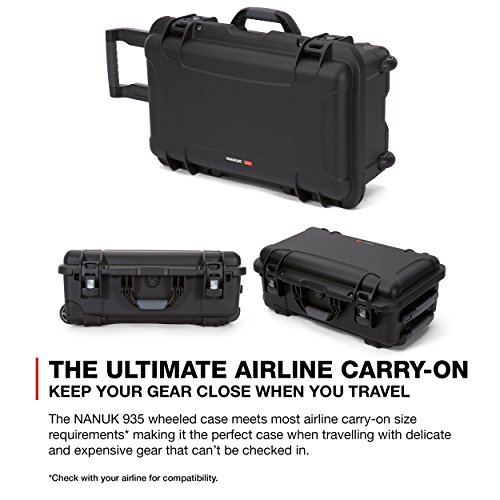 Nanuk 935 Waterproof Carry-On Hard Case with Wheels and Foam Insert (Black)