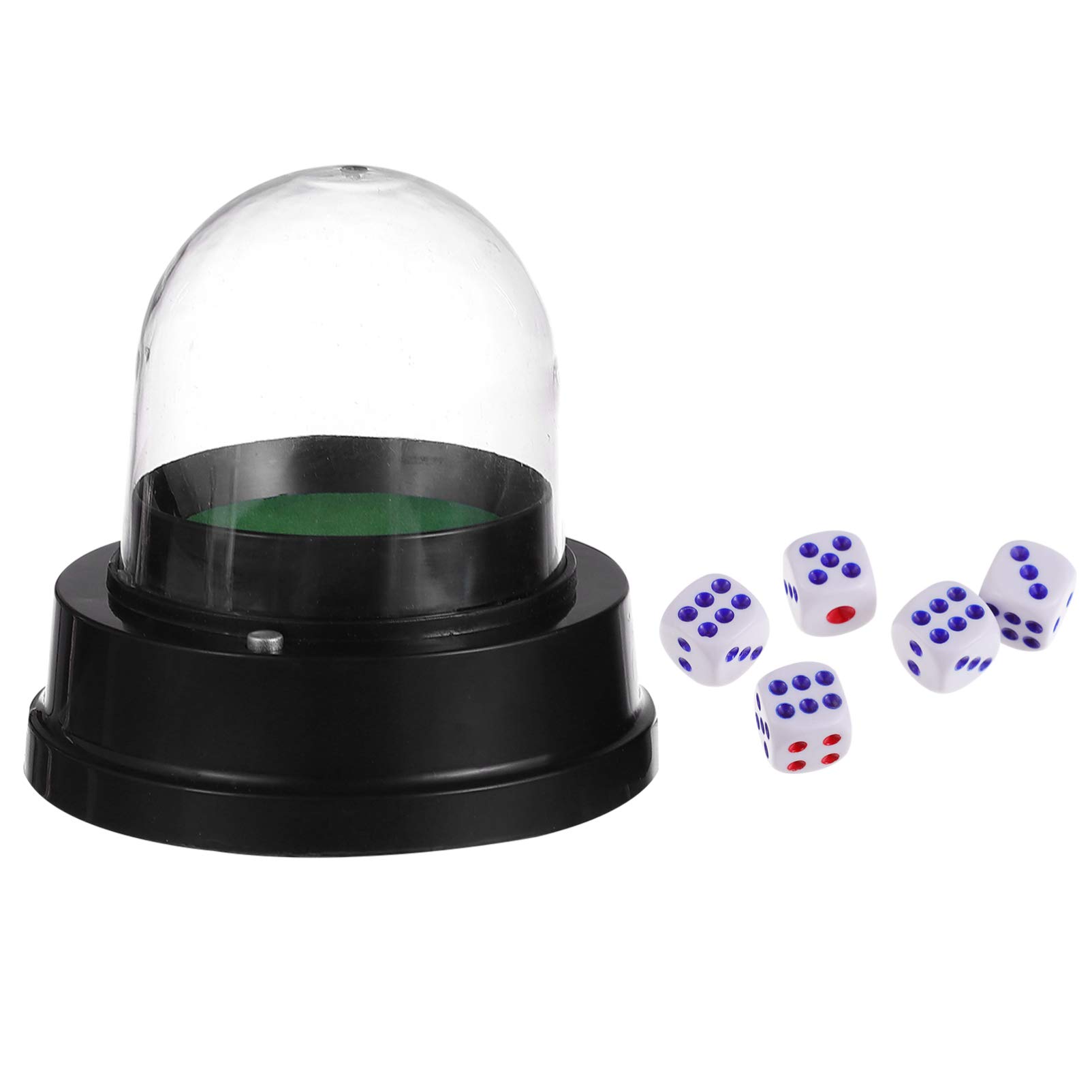 Toddmomy 1pcs Lucky Automatic Dice Cup, Electrical Shaking Dice Roller Cup Set with 5 Dices for KTV Pub Bar Party Gam, No Battery