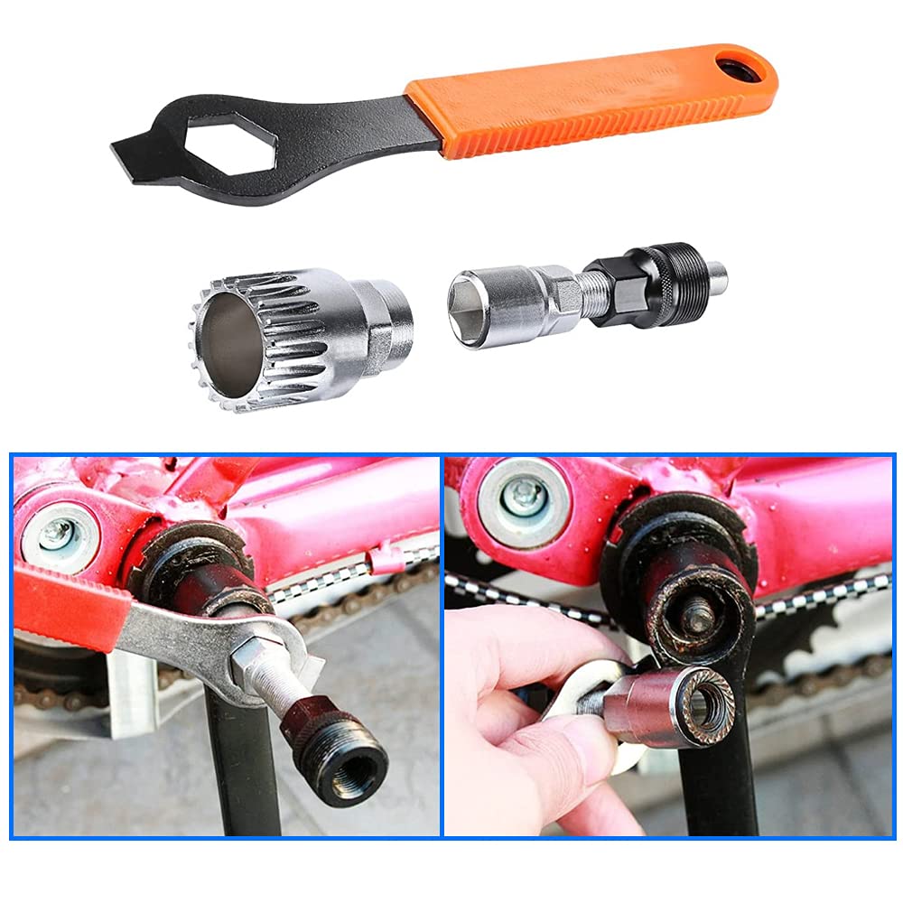MMOBIEL Professional Bike Crank Puller and Bottom Bracket Remover 20 Teeth Incl. 16mm Spanner/Wrench Repair Tool Kit Compatible with Shimano, BSA, SRAM, Etc.