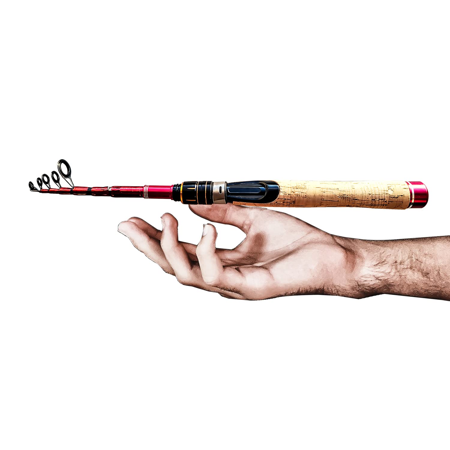 RICHCAT Travel Fishing Rod Ultralight Telescopic Spinning Pole 6ft Pocket Rod Carbon Fiber for Freshwater Medium Small Size Fish