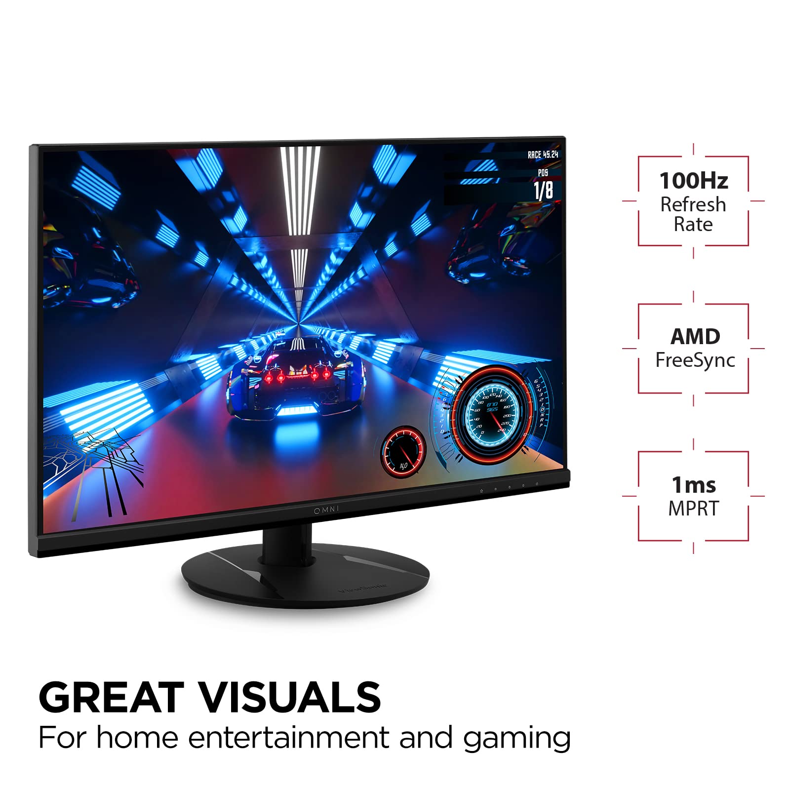 ViewSonic VX2716 27 Inch 1080p 1ms 100Hz Gaming Monitor with IPS Panel, FreeSync, Eye Care, HDMI and DisplayPort Inputs