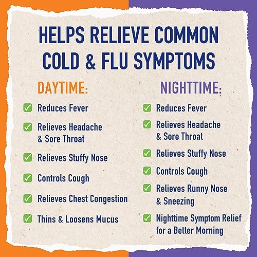 Mucinex FreeFrom Cold and Flu Daytime and Nighttime, Multi-Symptom Relief, Cherry, 6 Fl Oz (Pack of 2)