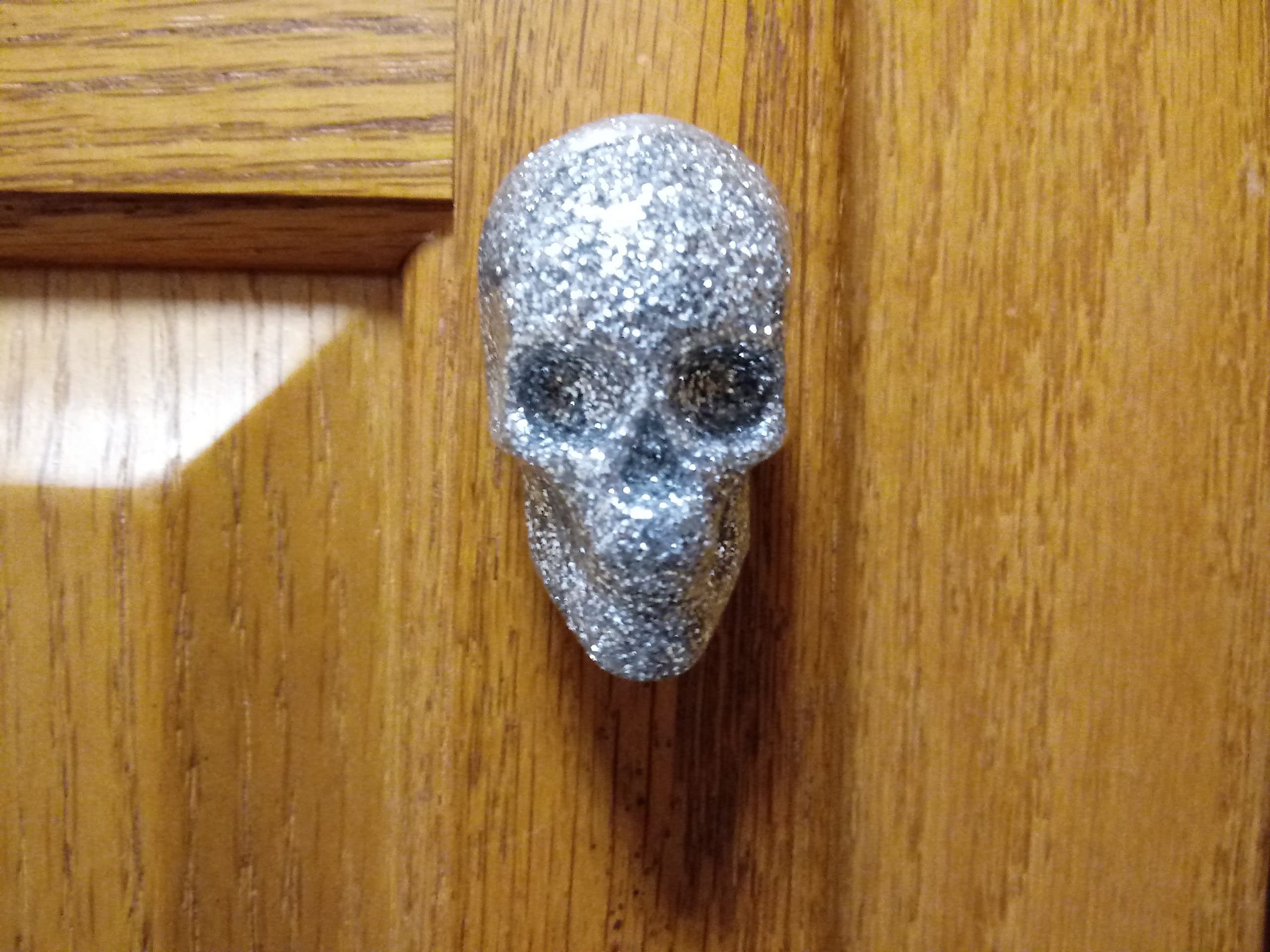 Silver Glitter Skull Door Knobs Drawer Knobs (Set of 2)