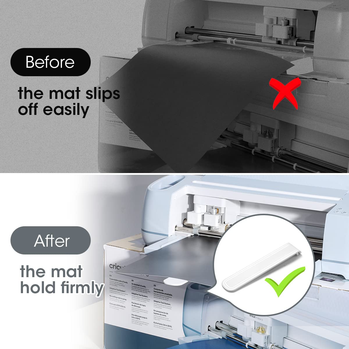 Lenink Extension Tray Extender Compatible with Cricut Maker 1/3, Cutting Mat Extender Holder Hanger for 12"x24" and 12"X12" Cutting Mat White