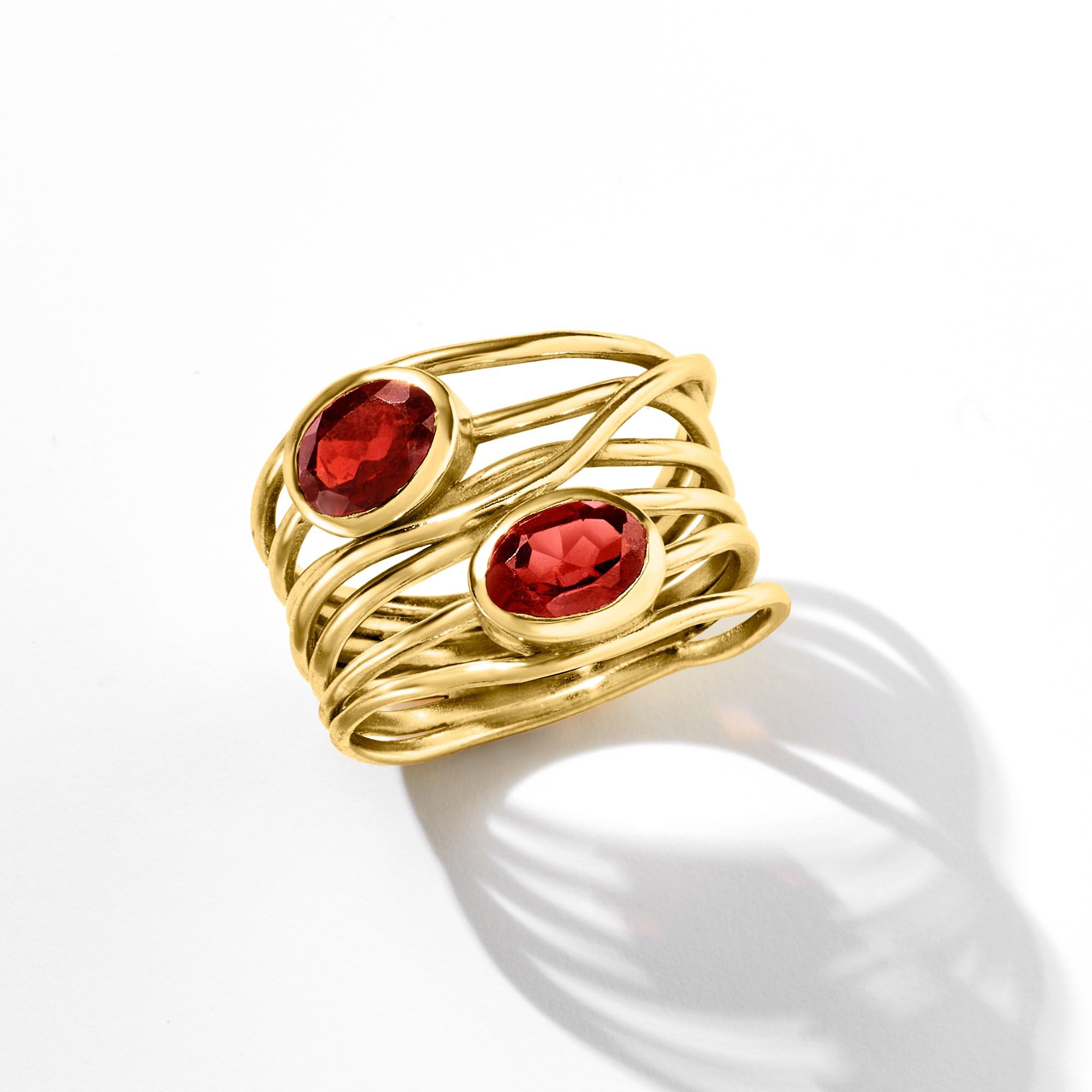 Ross-Simons 1.60 ct. t.w. Garnet Highway Ring in 18kt Gold Over Sterling. Size 8