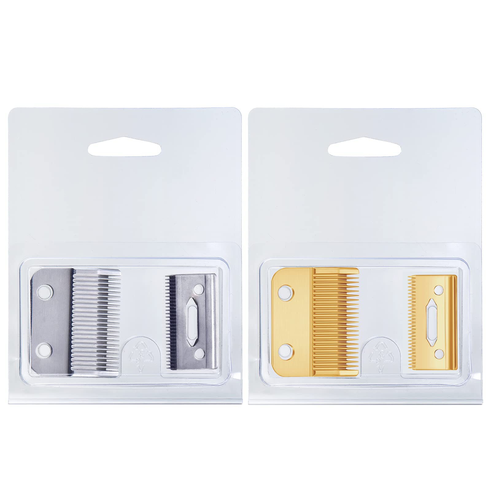 Mudder 2 Sets Adjustable Clippers Blades, 2 Hole Hair Trimmer Replacement Blade (Silver, Gold)