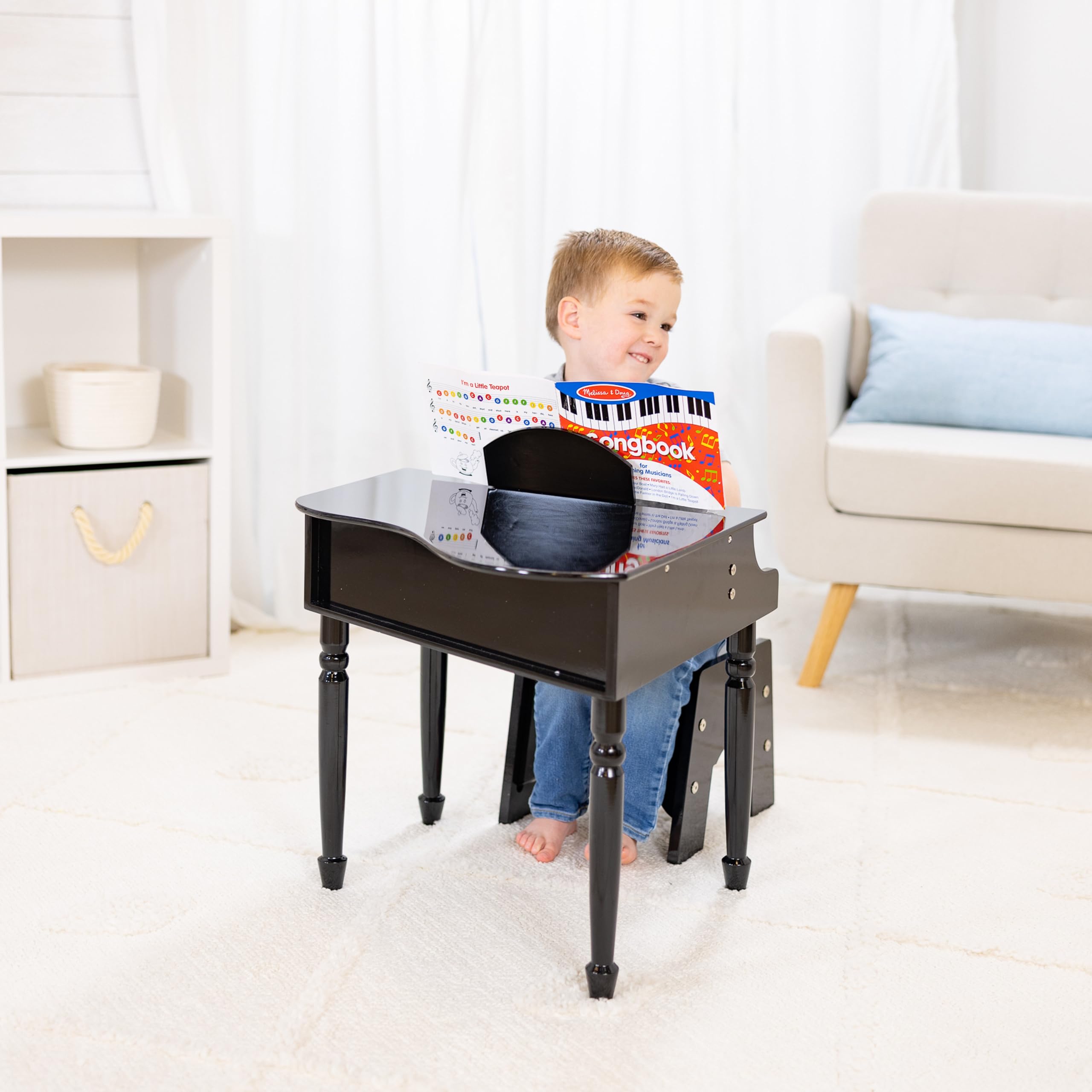 Melissa & Doug Learn-to-Play Classic Grand Piano, Mini Keyboard with 30 Hand-Tuned Keys (23.65” H x 21.4” W x 10.05” L)