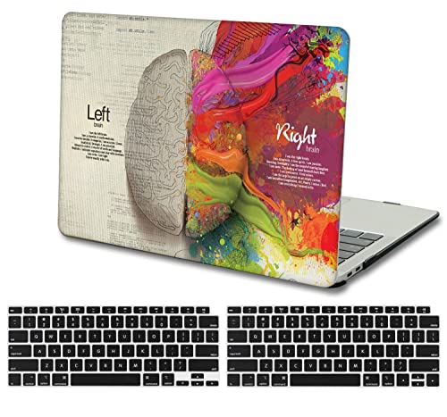 KSK KAISHEK Compatible with Macbook Air 13 inch Case 2018-2021 Release Retina Display Model A2337 M1 A2179 A1932, Plastic Hard Protective Shell & Black Keyboard Cover, left and right brain