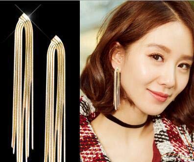 Long Chain Gold Tassel Earrings for Women Prom Statement Dangle Drop Earrings Elegant Formal Bridesmaid Bride Wedding Gifts