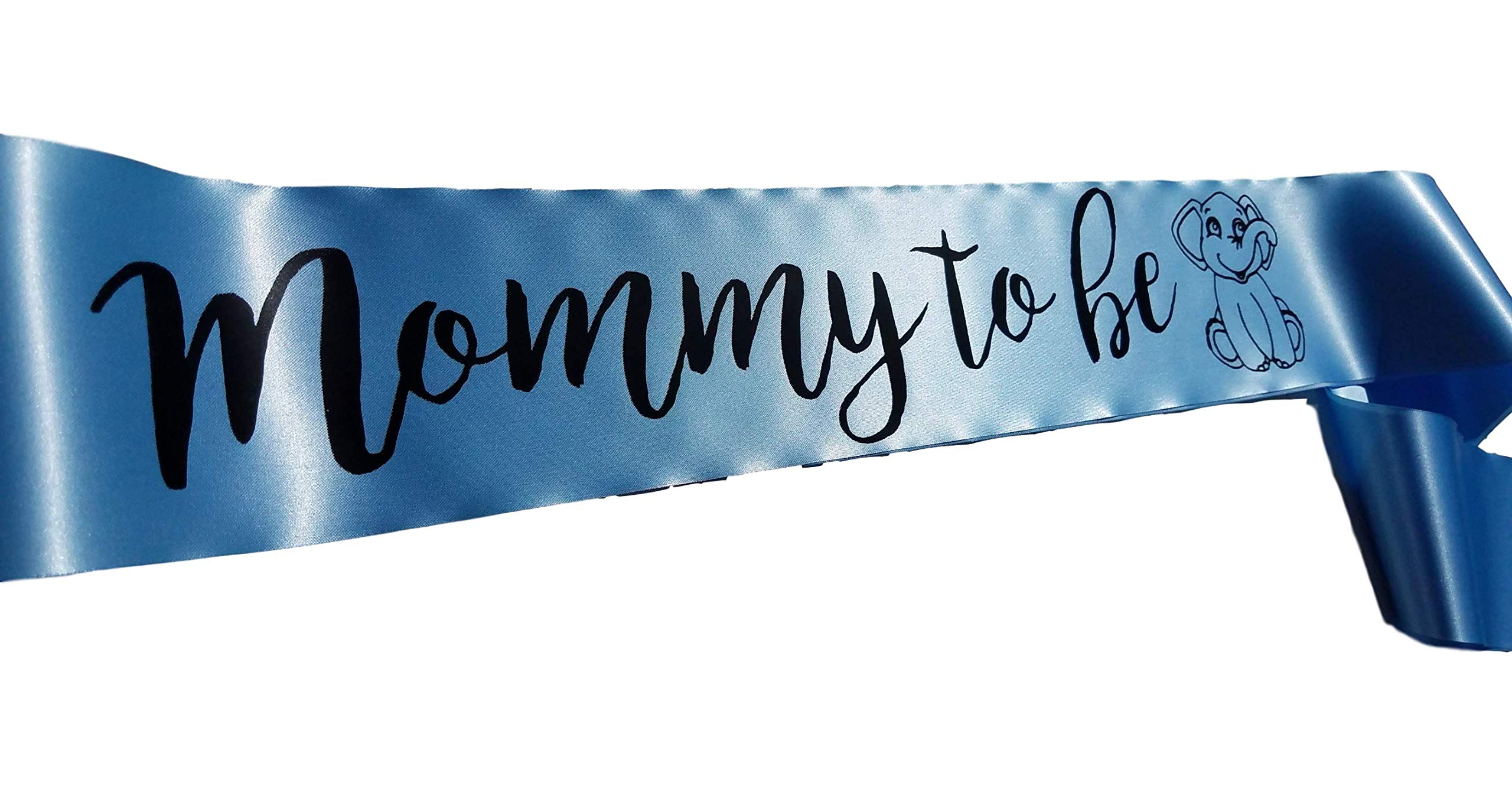 Mommy to be Banner Baby Shower Sash Blue It's a Boy Elephant Sprinkle, Rhinestone Pin