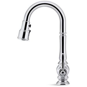 KOHLER Artifacts® Pull Down kitchen sink faucet with Single Hole Install and lever handle, DockNetik(R) magnetic docking, and 3-function sprayhead featuring Sweep(R) and BerrySoft(R) spray, K-99261-VS