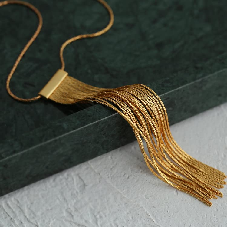 Long Drop Dangle Statement Earrings 18k Gold Hook Sleek Chain Tassel Earrings Minimalism Dainty Party Jewelry Gift for Women