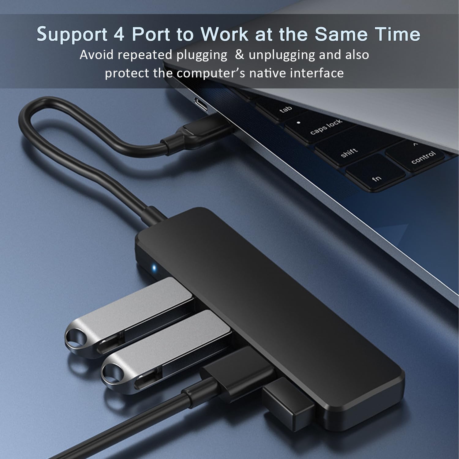 USB Hub for Laptop, 4-Port USB 3.0 Hub USB Splitter USB Extender for Laptop, MacBook, Mac Pro, Mac Mini, iMac, Surface Pro, XPS, PC, Flash Drive, Mobile HDD