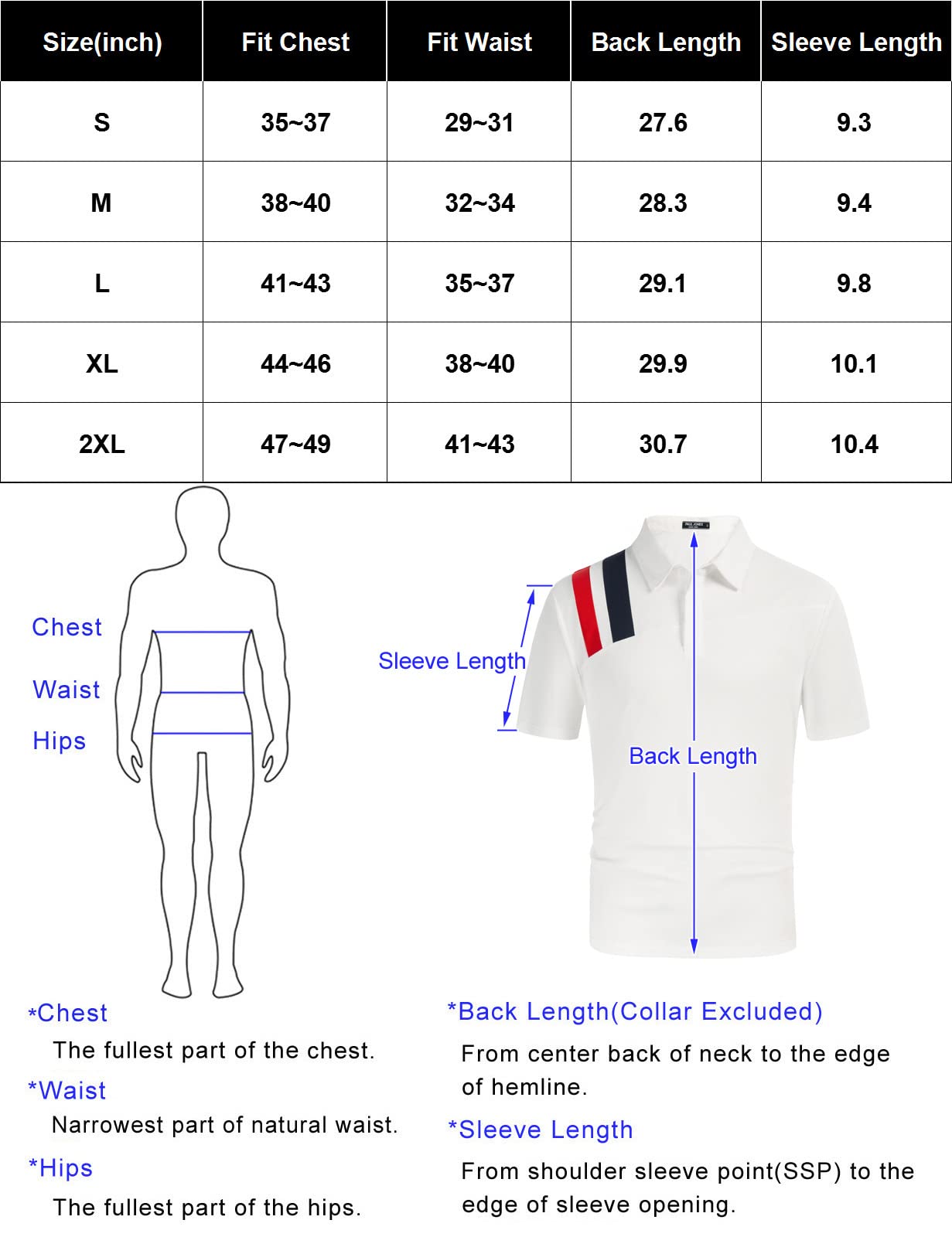 PJ PAUL JONES Mens Casual Short Sleeve Polo Shirt Sports Golf Pullover Polo Black XXL