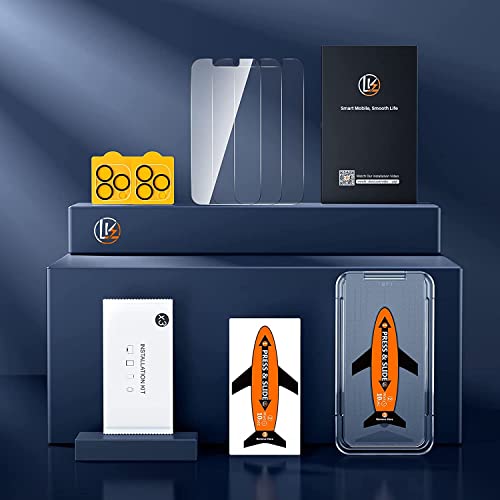 LK 3 Pack for iPhone 13 Pro Max Screen Protector with 2 Pack Camera Lens Protector, HD Clear, 9H Tempered Glass 13 Pro Max [Install Tray Included] Anti-Scratch, Case Friendly