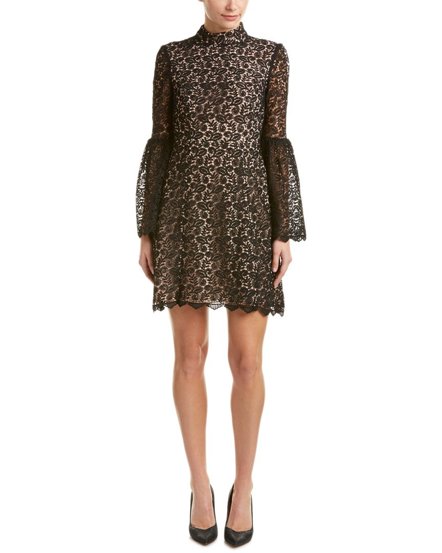 Jill Jill Stuart Women's Lace Cocktail Dress with Long Sleeves, Black, 14