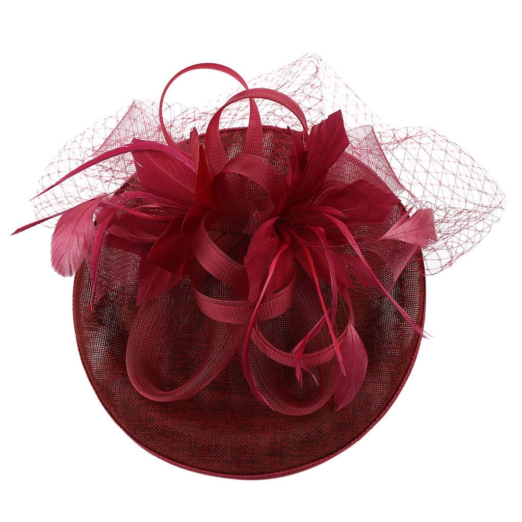 Pink Fascinators for Women Headband Accessory Hat Strap Elegant Hat Clip Flower Women's Party Hair Headband Pillbox Hats