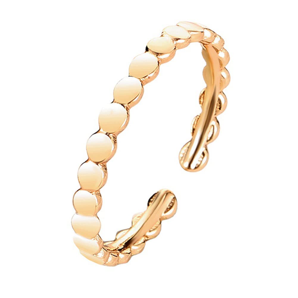 Open Gold Beaded Rings Adjustable Thumb Finger Ring Thin Stackable Rings for Women Girls Christmas Birthday Gifts Simple Wedding Ring for Her Minimalist Tiny Rings