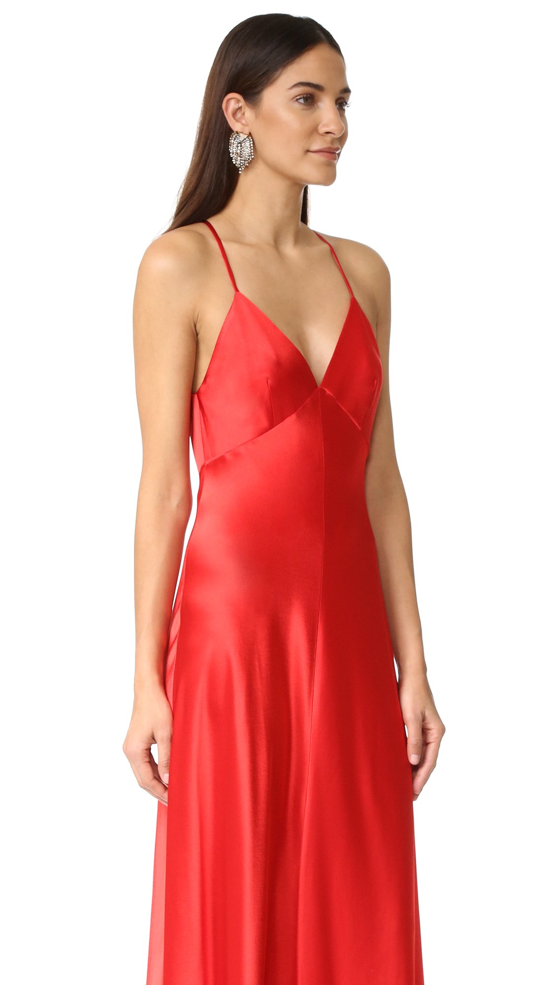 Jill Jill Stuart Women's Deep V Silk Slip Dress, Cherry, 6